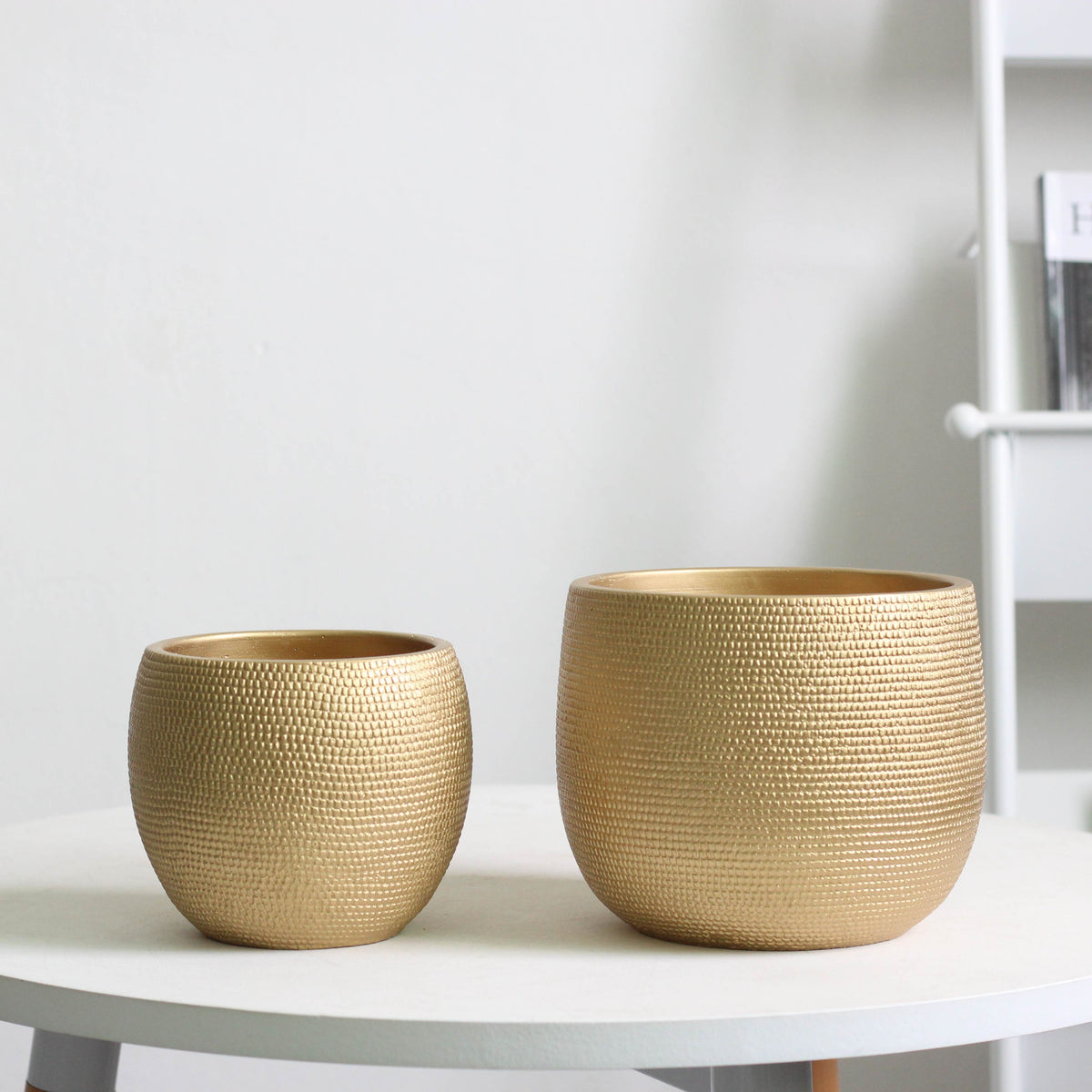 Barcelona Ceramic Plant Pot Set 2 - Gold Flower Pots – Olly & Rose